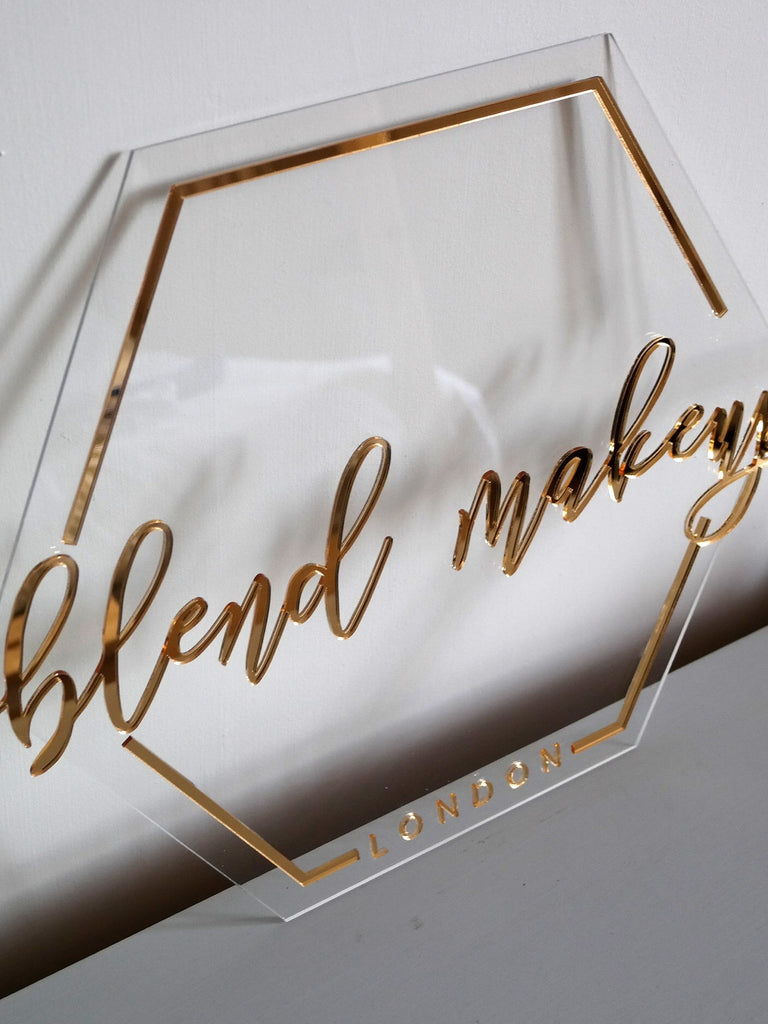 Hexagonal acrylic wedding sign – Suzanne Oddy Design